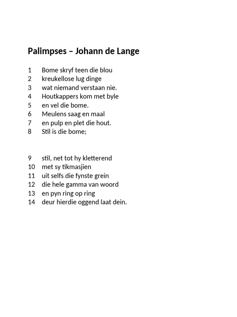 GEDIG 2 Palimpses Bespreking Vrae en Memo A. Rothman | PDF