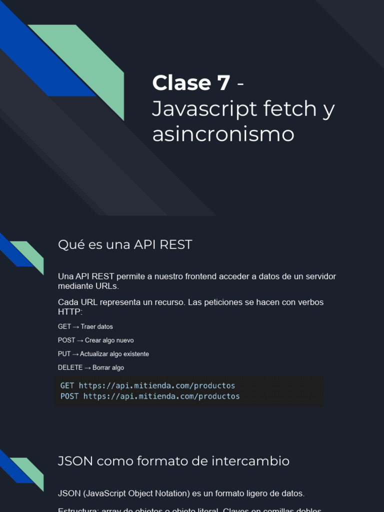 Clase 7 - Javascript Fetch & Async - Await | PDF
