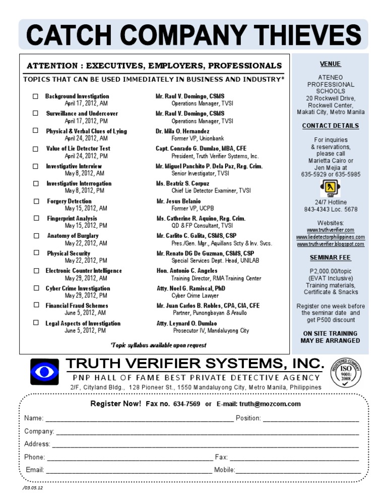 Catch Company Thieves Leaflet (Downloadable) | PDF | Security | Law ...