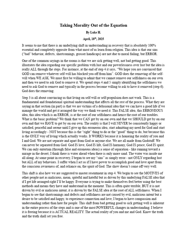 Taking Morality Out of The Equation | PDF | Lust | Sin