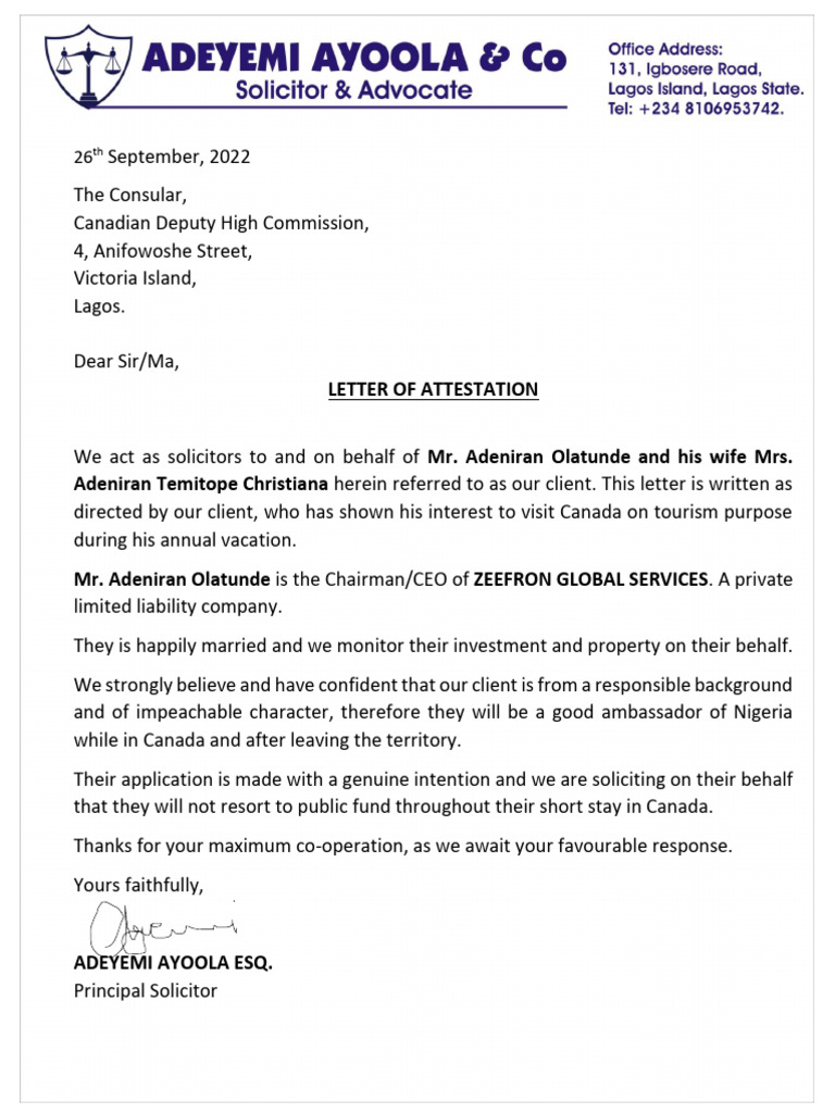 Attestation Letter | PDF