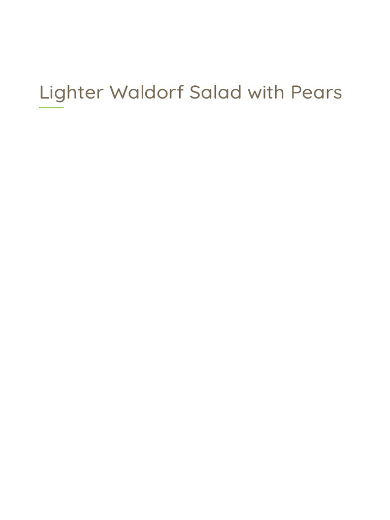 Lighter Waldorf Salad With Pears Toby Amidor Nut | PDF | Teaspoon | Salad