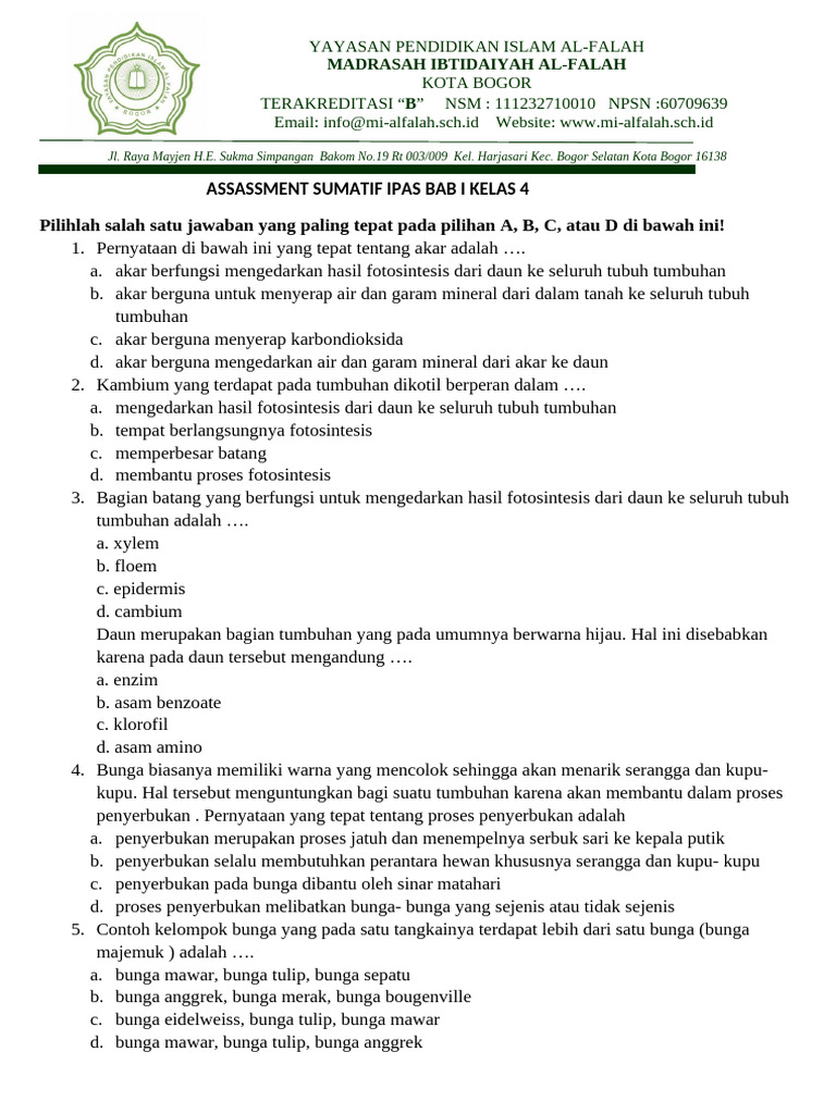 Soal SAS 1 IPAS Kelas 4 | PDF