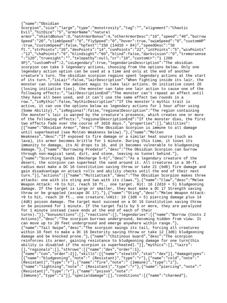 Obsidian Scorpion - Monster | PDF