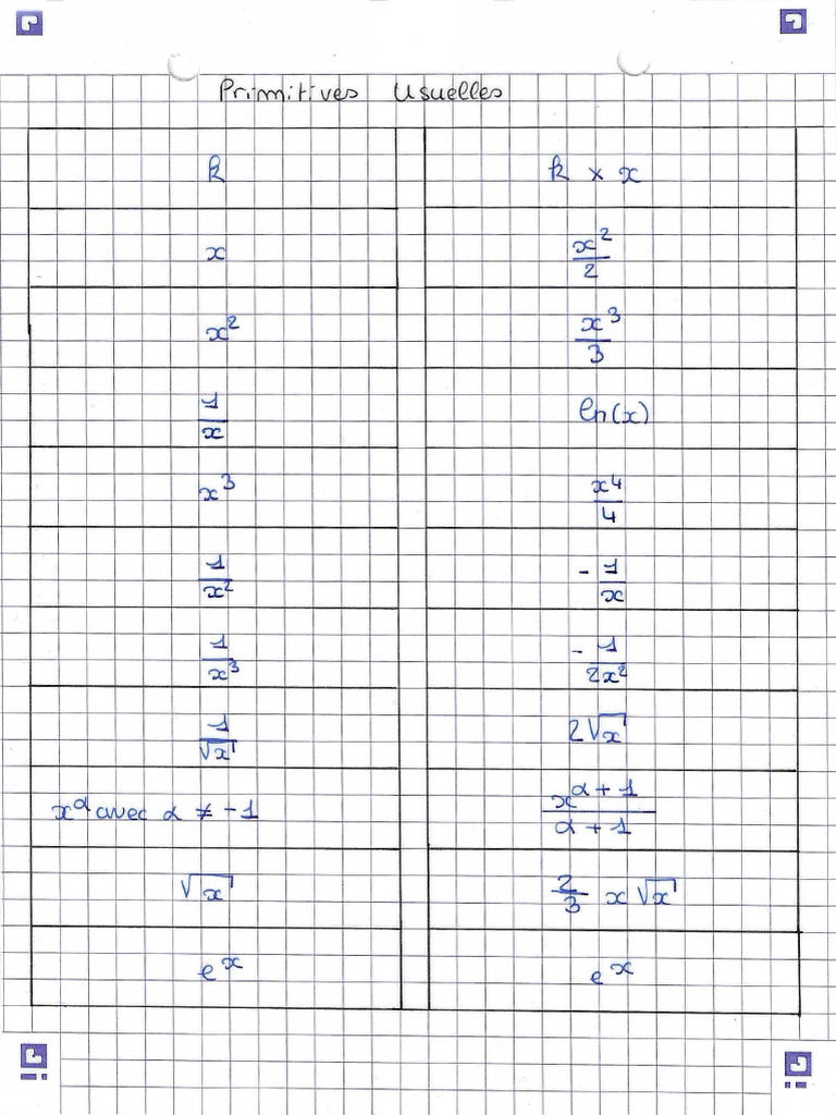 Primitives Usuelles | PDF