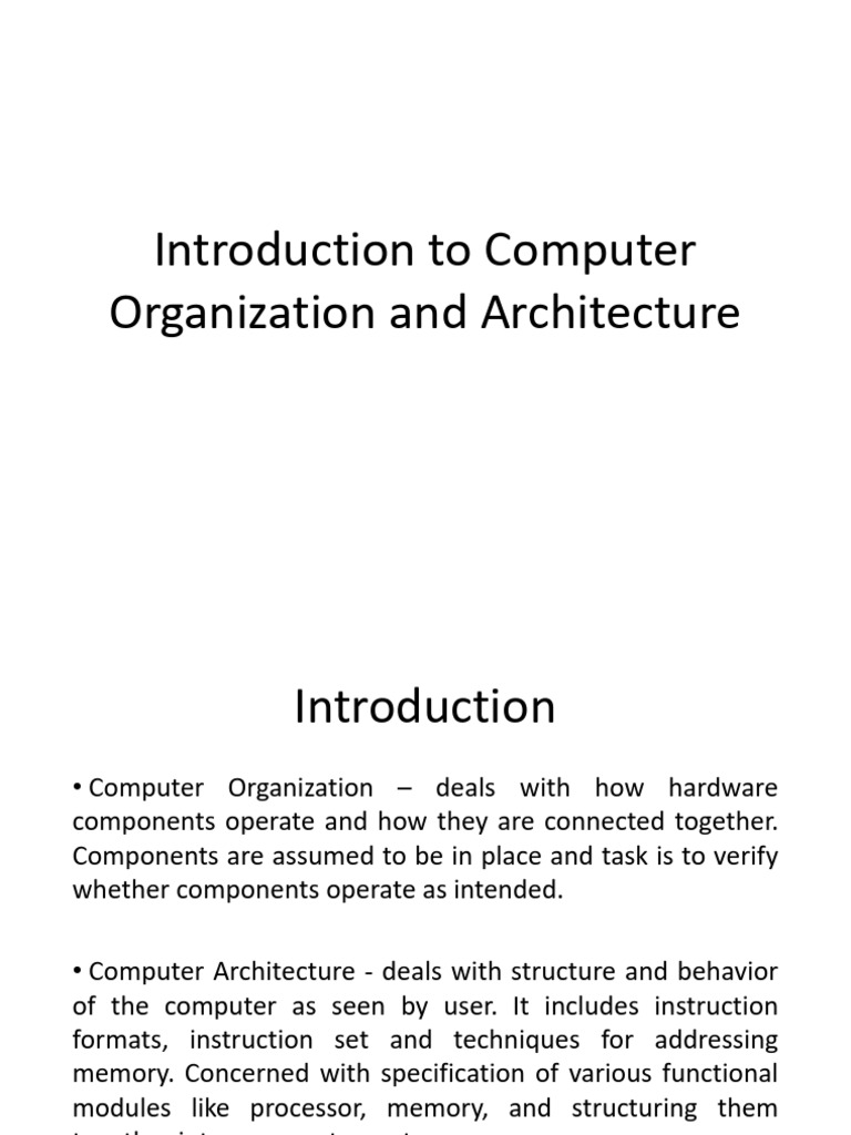Introduction To Computer Organization and Architecture-1 | PDF ...