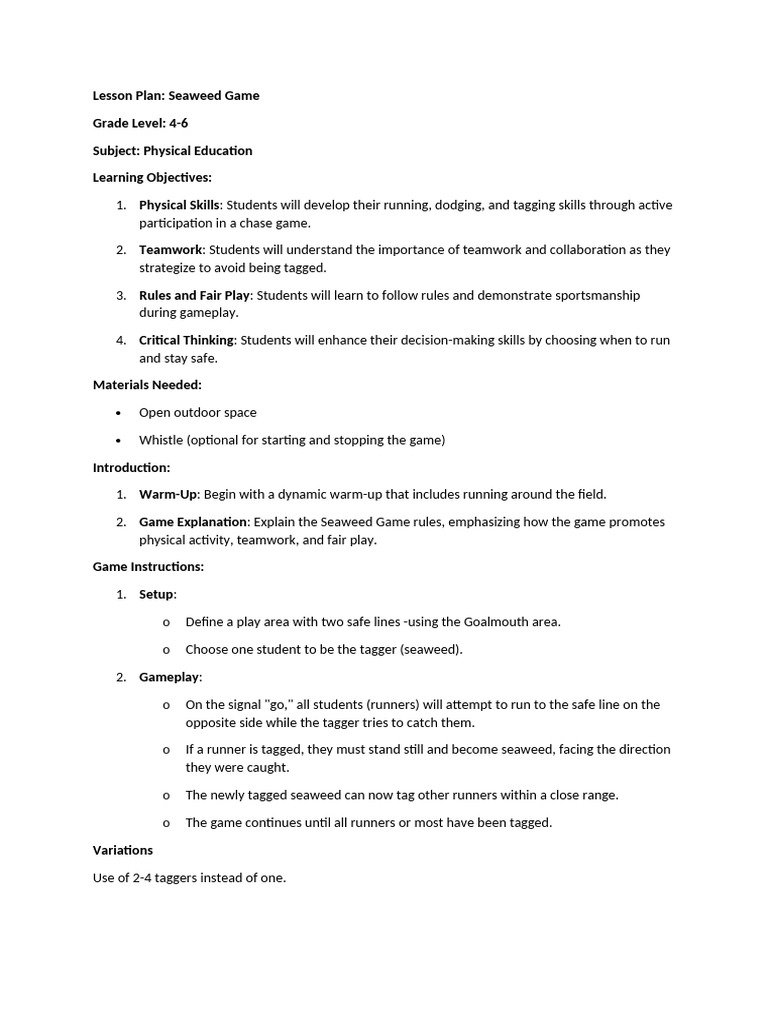 Lesson Plan - Daily Fitness 4-6 | PDF