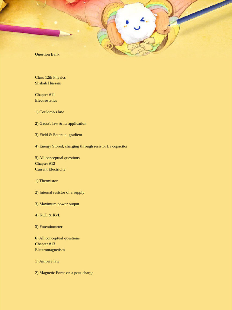 Most Important Topics Class 12 Physics | PDF