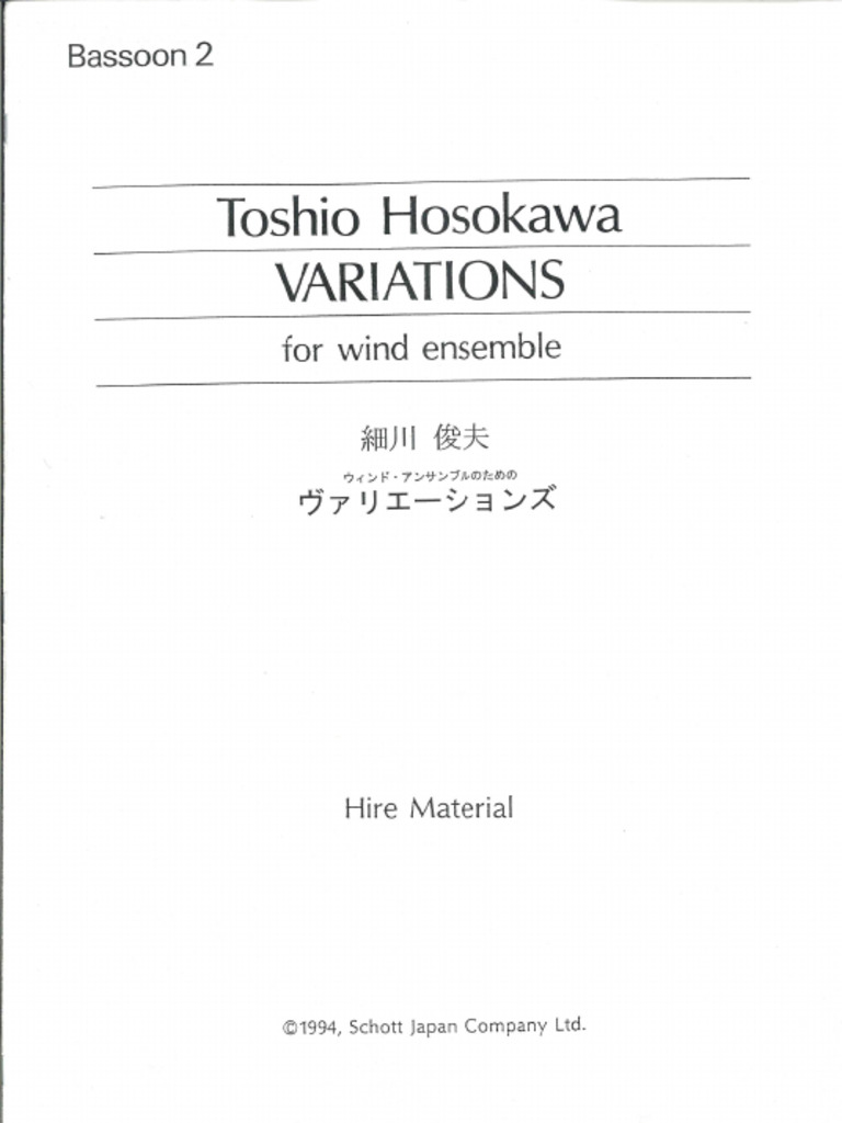 HOSOKAWA - Variations - BASOON 2 | PDF