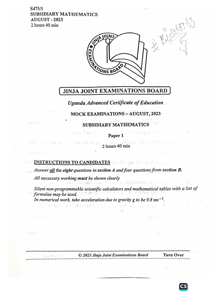 Jjeb Sub Math 2023 | PDF