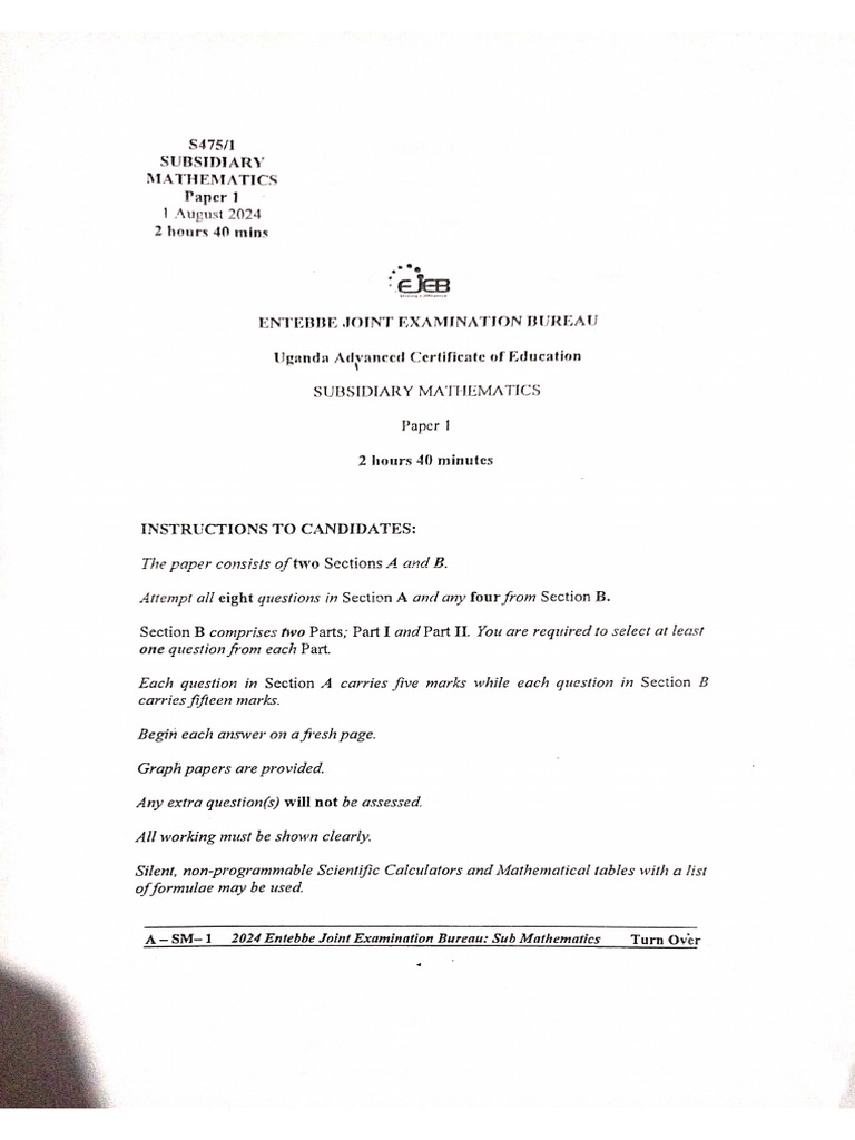 Sub Math EJEB 2024 | PDF