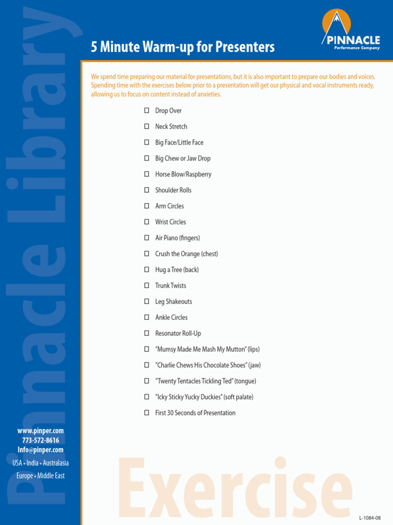 5 Minute Warm-Up For Presenters | PDF