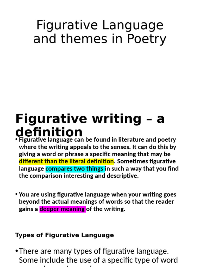 Revised Figurative Language and Themes in Poetry | PDF | Metaphor | Poetry