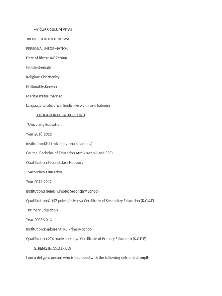 MY CURRICULUM V-WPS Office How Write A CV | PDF | Learning | Behavior ...