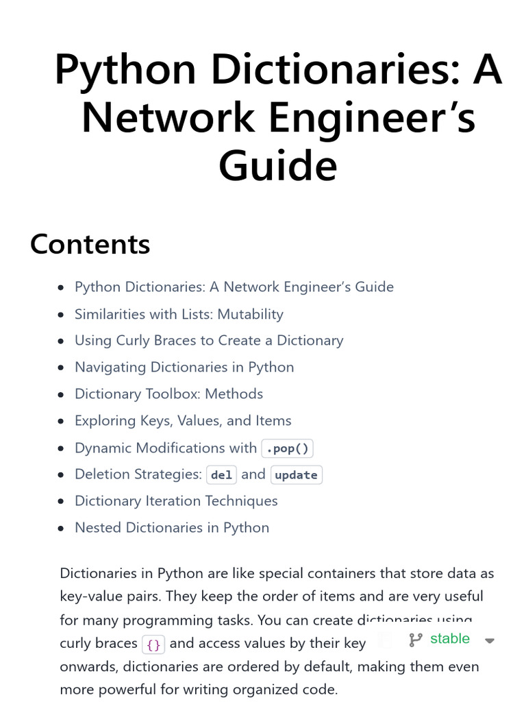 Python Dictionaries - A Network Engineer's Guide - Python For Network Engineer | PDF | Python ...