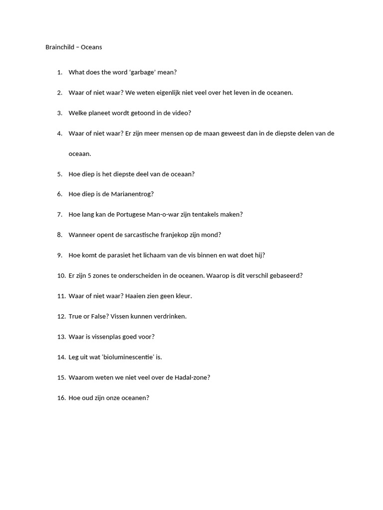 Brainchild Oceans | PDF