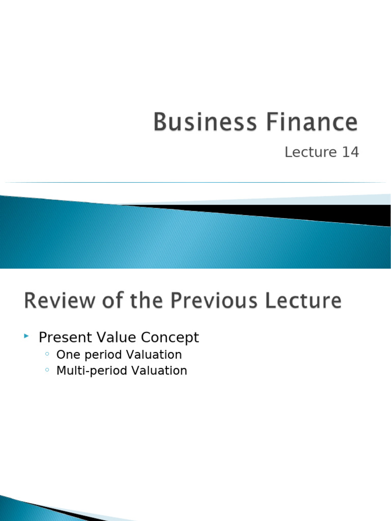 Lecture 14 | PDF | Present Value | Discounting