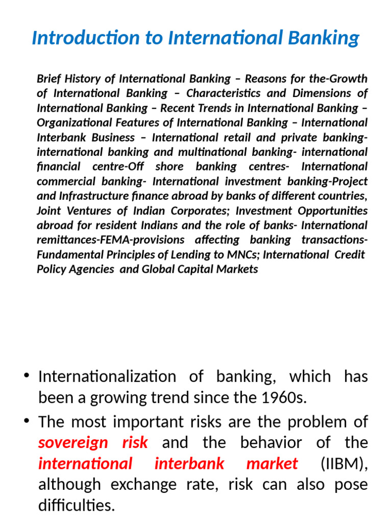 Overview of International Banking | PDF | Banks | Interbank Lending Market