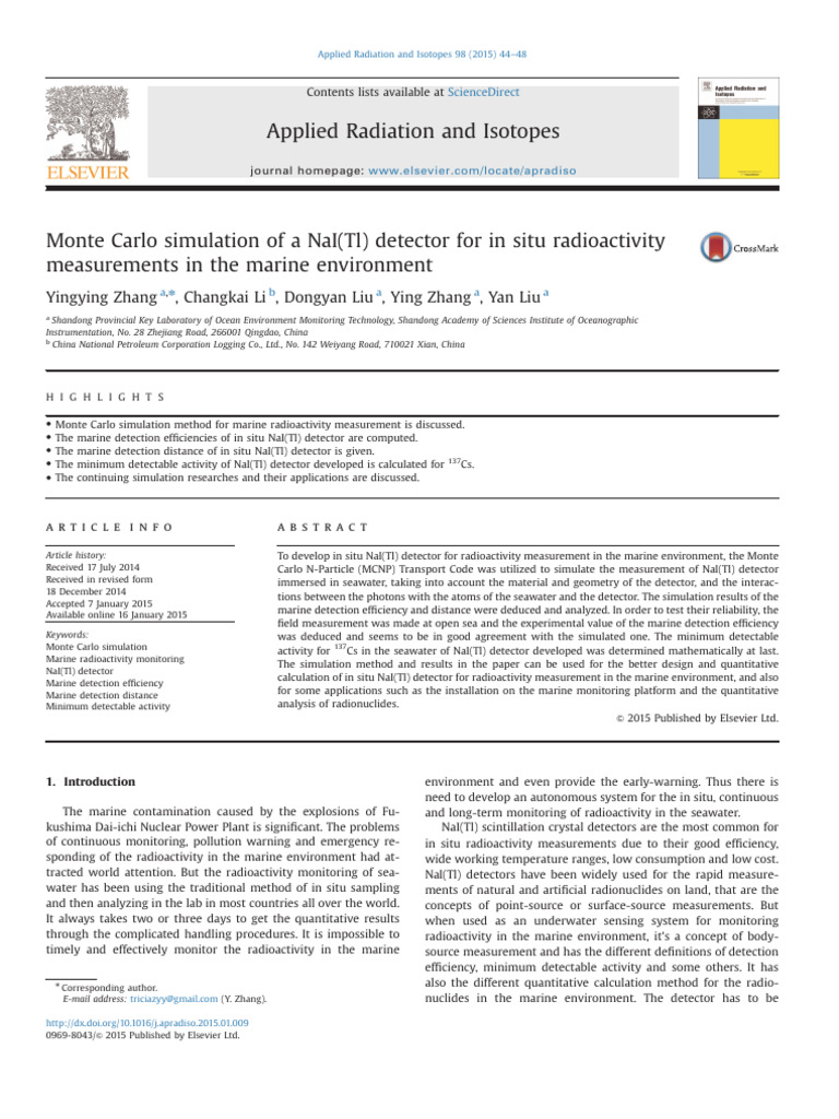 Monte Carlo Simulation of A NaI (TL) Detector For in Situ Radioactivity | PDF | Nuclear Physics ...