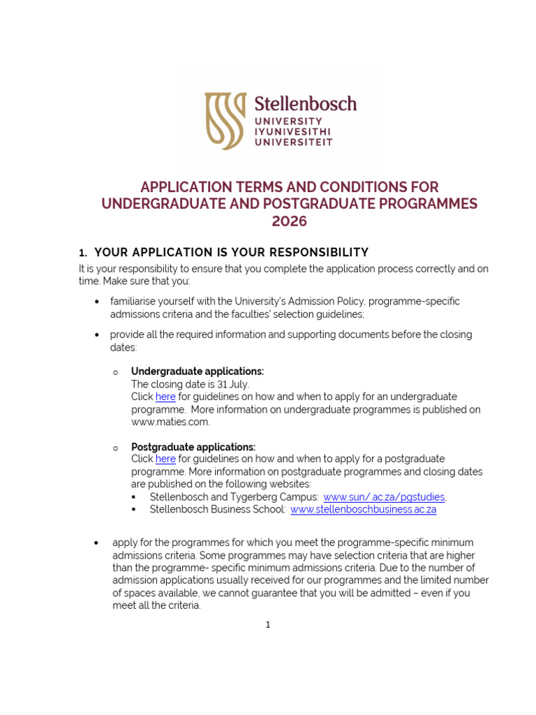 A. SU Terms and Conditions 2026 Intake | PDF | University And College Admission | Postgraduate ...
