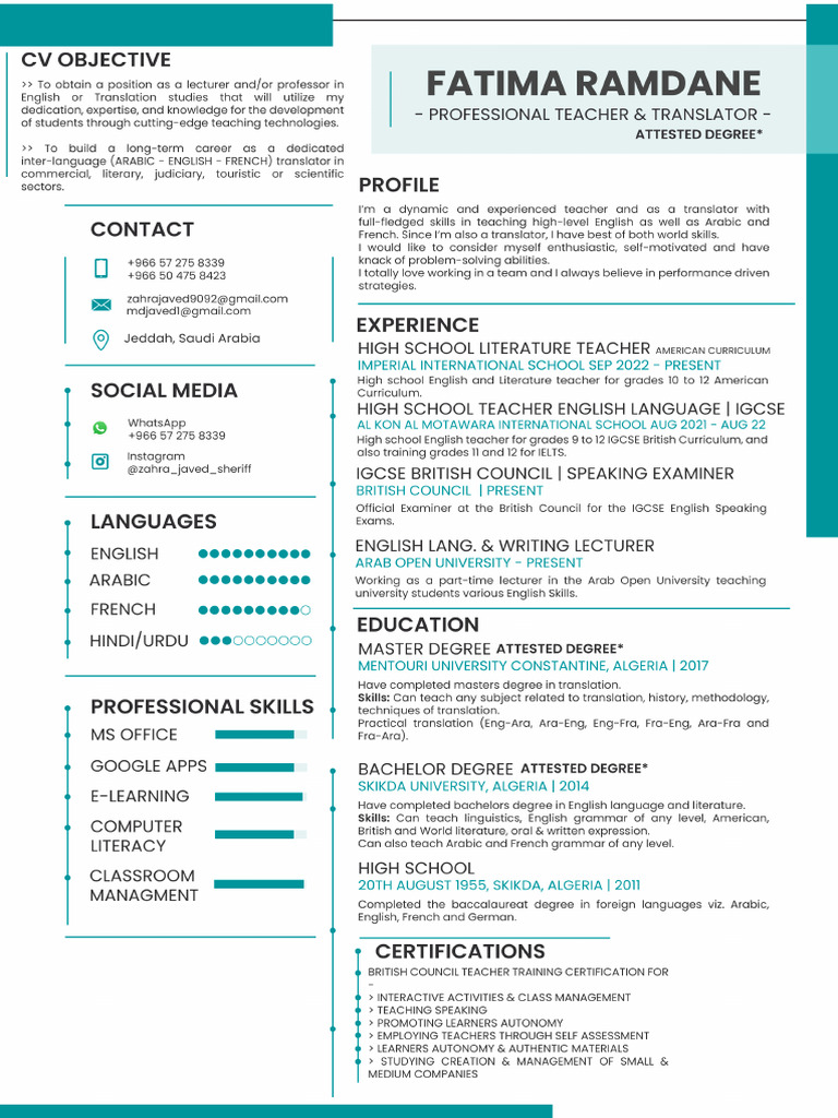 Fatima Ramdane CV 2024 | PDF