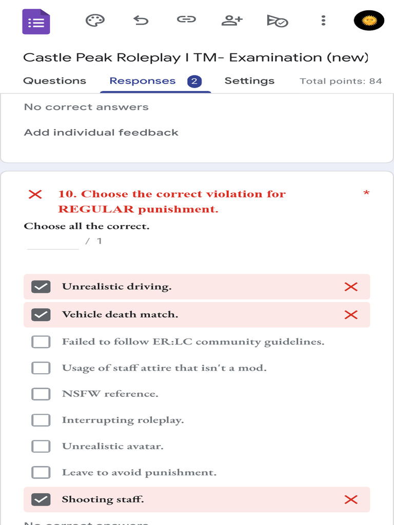Castle Peak Roleplay I TM - Examination (New) - Google Forms 4 | PDF