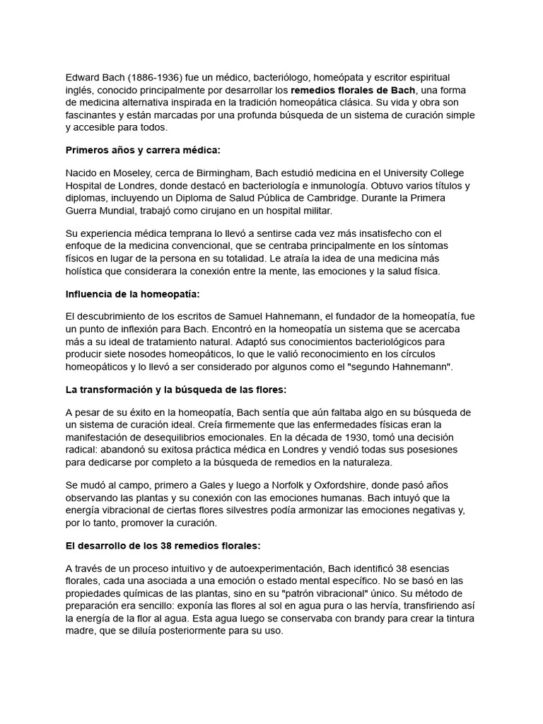 Edward Bach (1886-1936) | PDF | Homeopatía | Remedios florales de Bach
