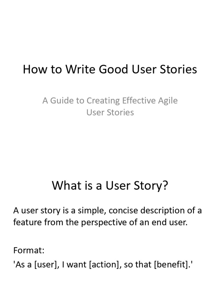 User Story Format and Best Practices | PDF