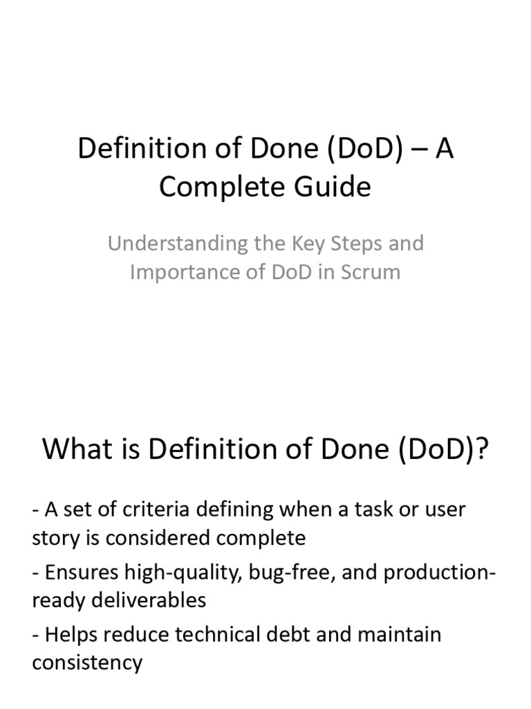 Definition of Done (DoD) - A Complete Guide | PDF