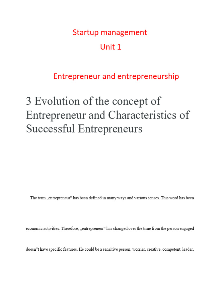 Evolution and Traits of Entrepreneurs | PDF | Entrepreneurship ...