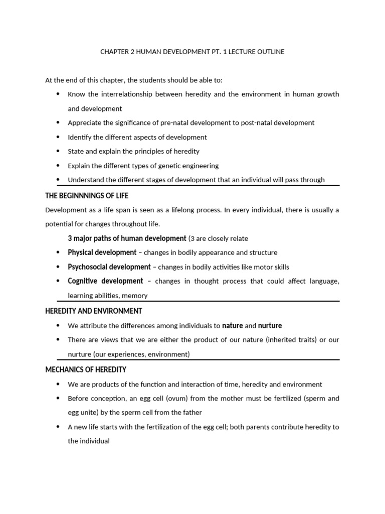 CHAPTER 2 HUMAN DEVELOPMENT PT | PDF | Twin | Heredity