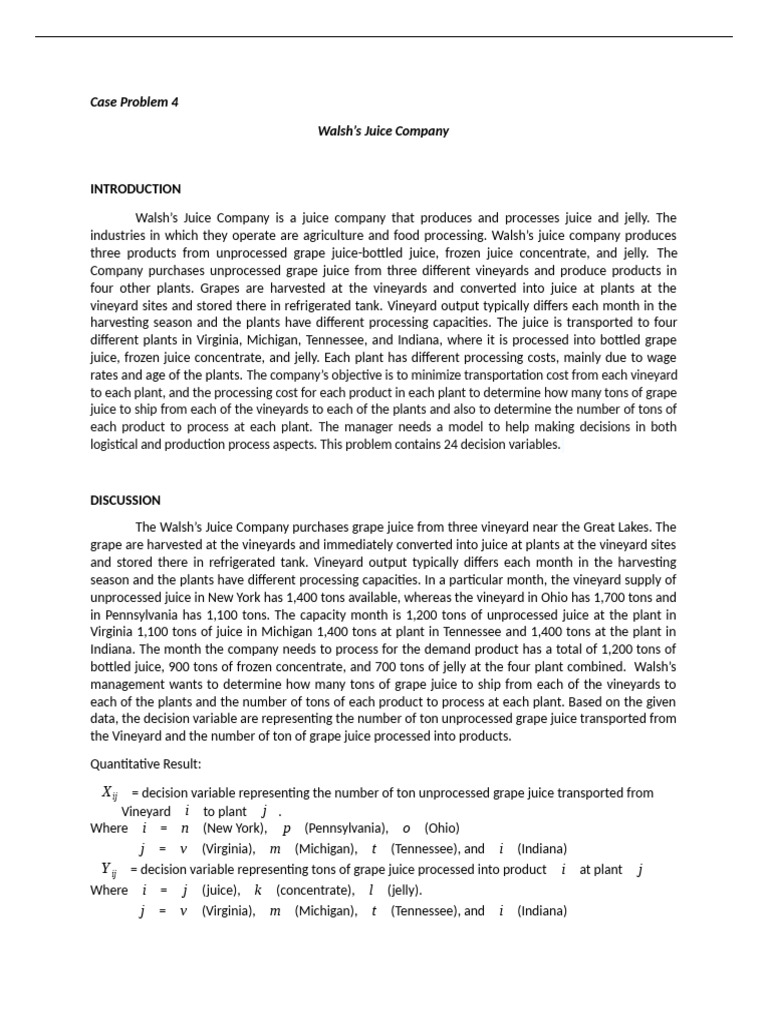 Case_Problem_4.docx | PDF | Vineyard | Refrigeration