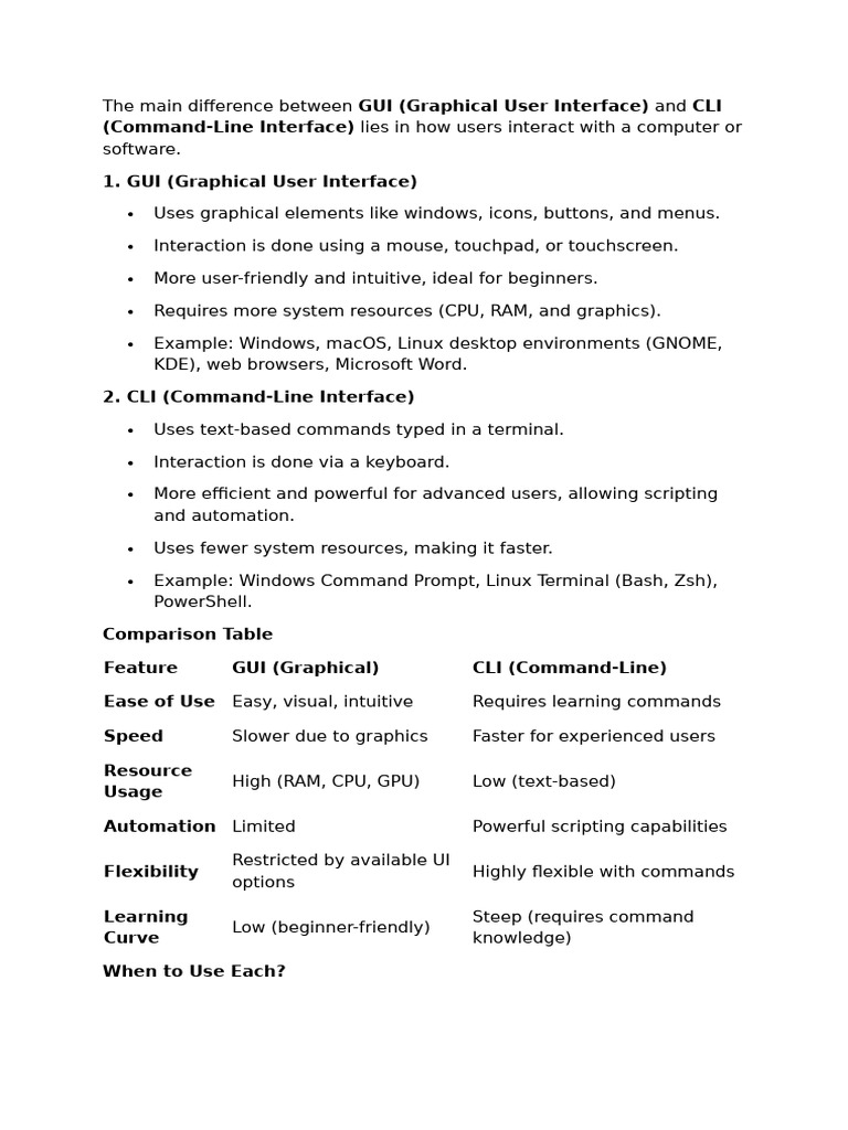 The Main Difference Between GUI | PDF