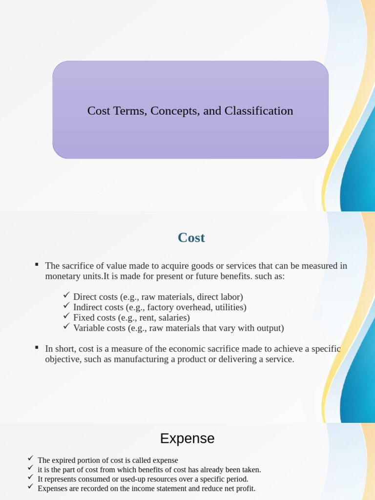 Cost Terms, Concepts, and Classification | PDF | Expense | Cost Accounting