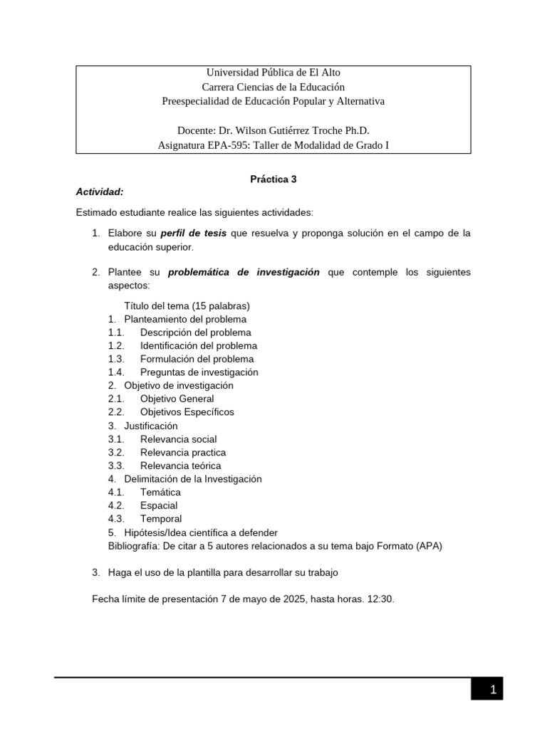 Practica 3-UD3 - Problematica de Investigación-2025 | PDF | Enseñando | Comprensión lectora