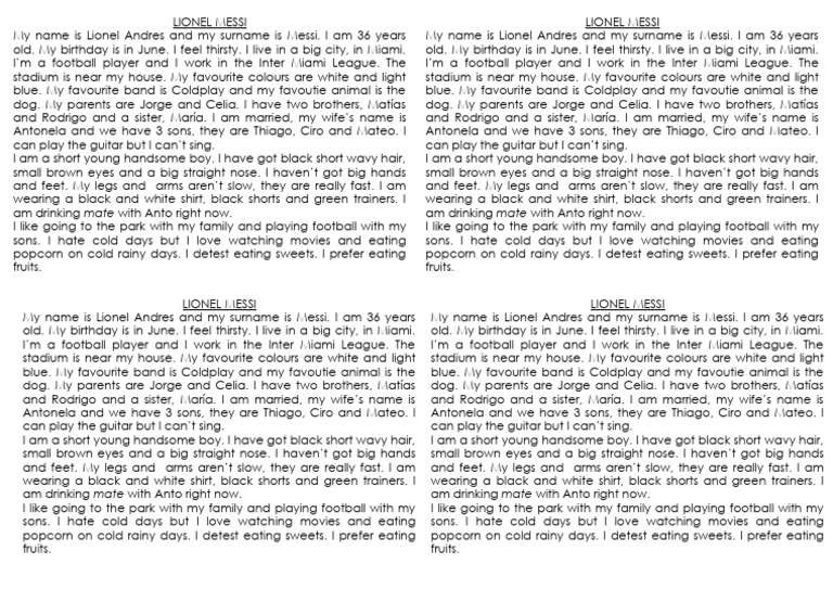 Lionel Messi: Personal Profile | PDF