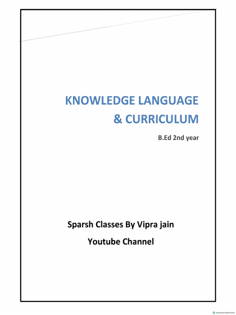 Paper-3 Knowledge Language and Curriculum | PDF