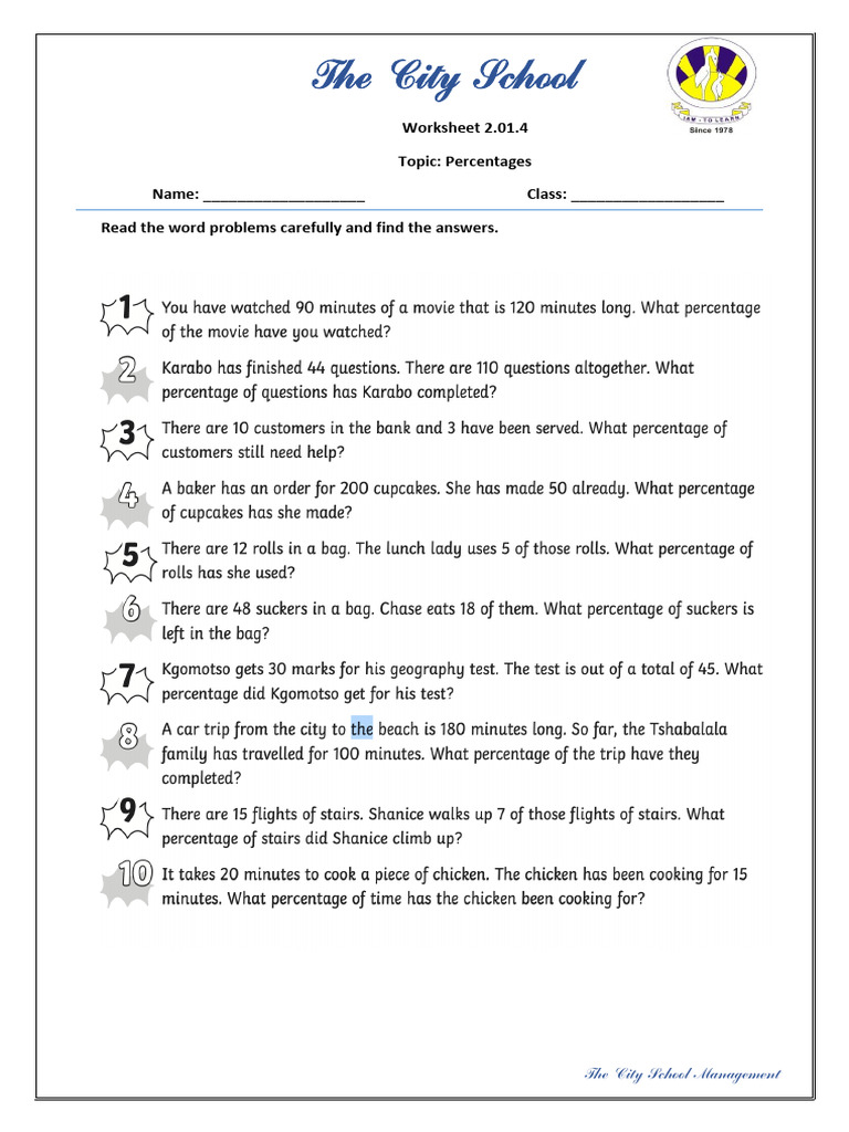 Mathematics Junior V - Worksheet 2.01.4 | PDF
