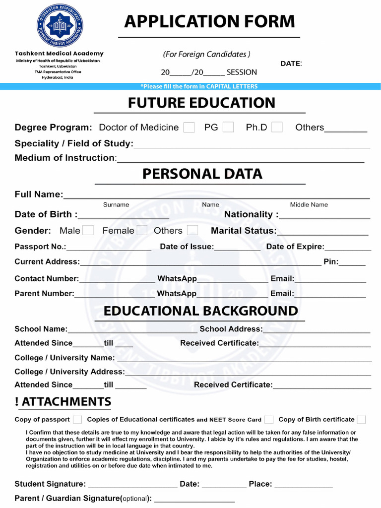 TMA Application Form 2025 | PDF