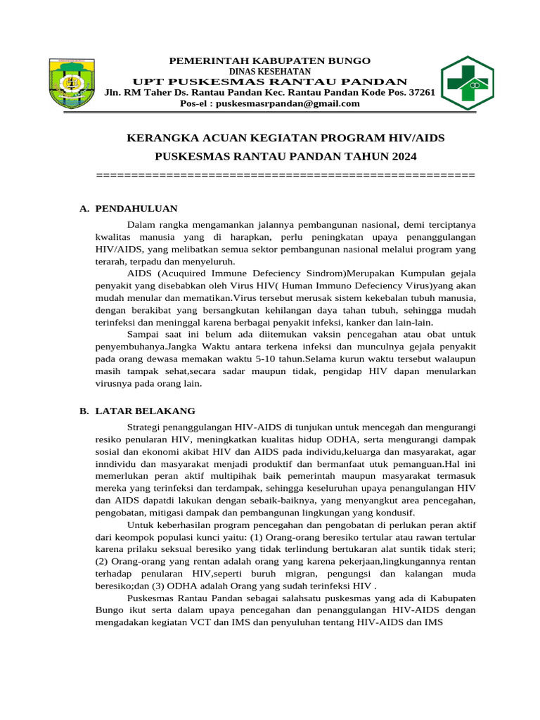 Program HIV/AIDS Puskesmas Rantau Pandan 2024 | PDF