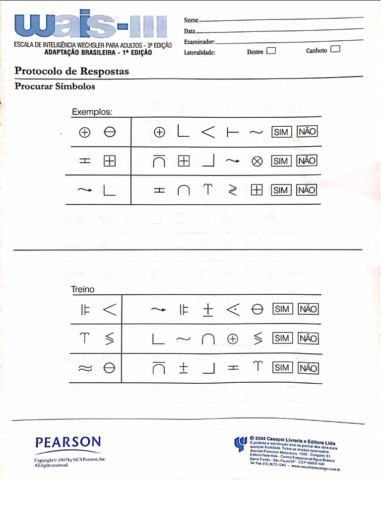 WAIS III - Procurar Simbolos | PDF