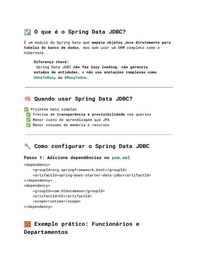 O Que É o Spring Data JDBC | PDF | Software de gerenciamento de dados | Bancos de dados