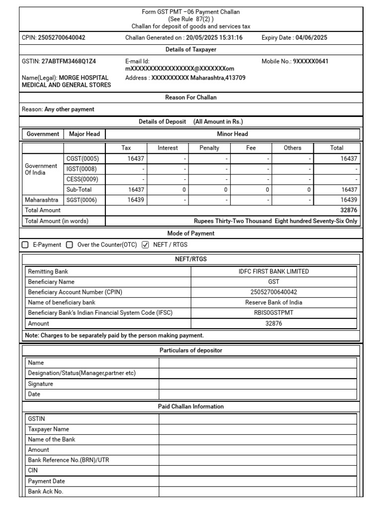 GST-CHALLAN - Morge Medical | PDF | Cheque | Government Finances