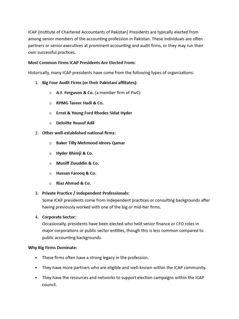 Where ICAP Presidents Are Elected From | PDF