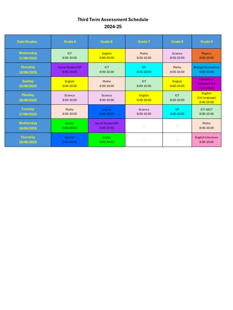 3rd - Term Timetable2024 25 1 | PDF