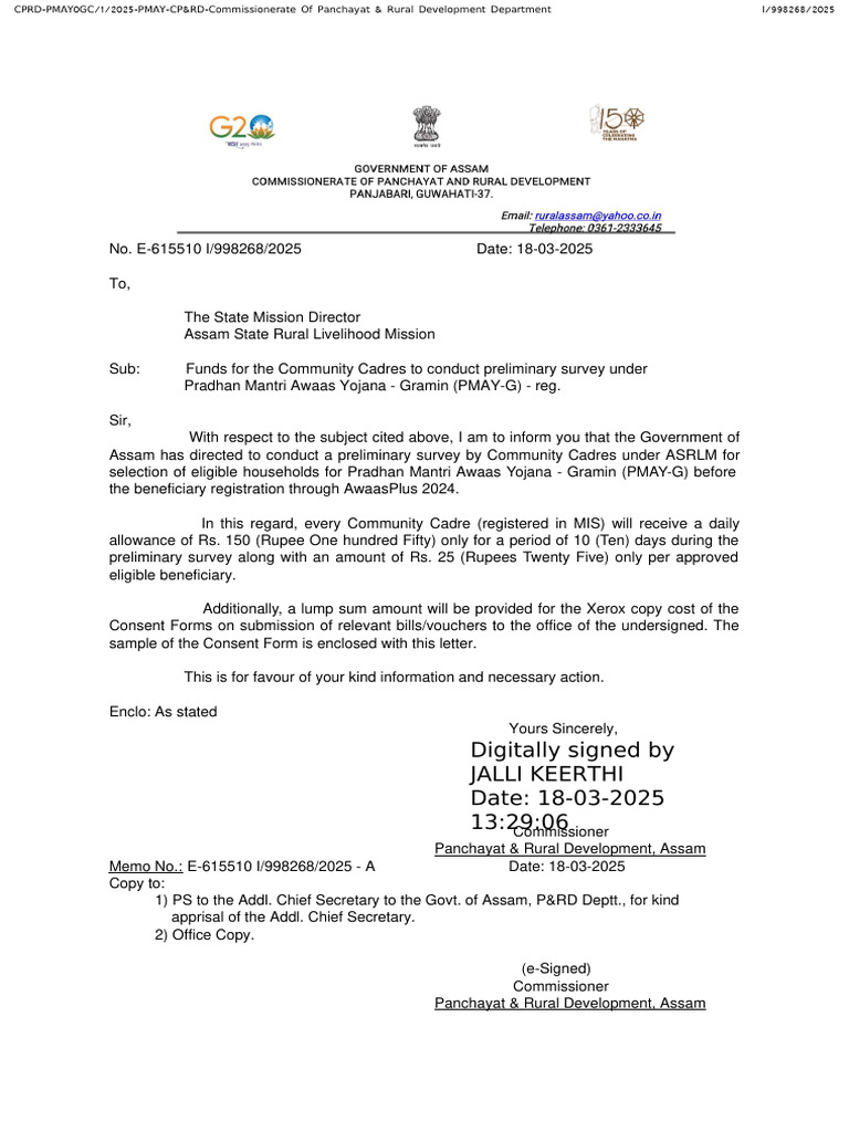 Admin Fund To ASRLM Dated 18032025 | PDF | Economy Of India ...