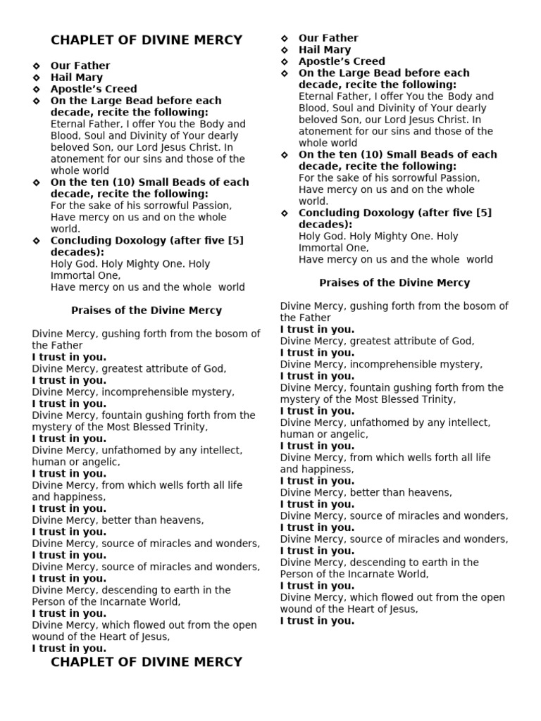 Chaplet of The Divine Mercy | PDF | Mercy | God The Father