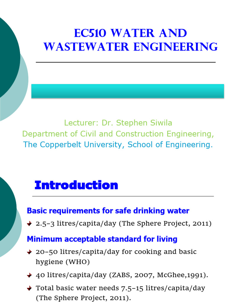 Ec510 Chapter1 Intro To Water Supply Eng | PDF | Drinking Water | Water ...