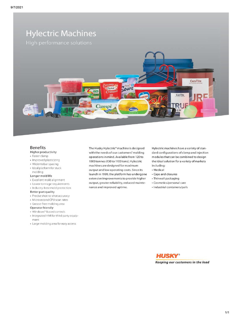 Husky Hylectric Injection Molding System Pdf