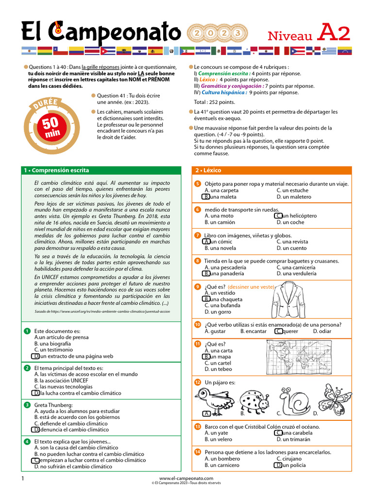 Corrigé 2023 A2 | PDF | Lingüística
